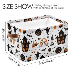 Halloween Pumpkins Gnome Storage Basket Bins Foldable Toy Baskets Organization with Handles Laundry Hamper for Home Boys Girls Office Closet Shelf Nursery Baskets,2 pcs