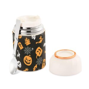 Halloween Symbol Kids Womens Insulated Food Jar Container with Spoon 17oz/500ml Insulated Lunch Box Stainless Steel Vacuum Portable Insulated Containers for Hot/Cold Food