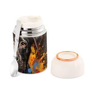 Dog Wall Art Yellow Kids Womens Lunch Insulated Jar with Spoon 17oz/500ml Kids Lunch Container Stainless Steel Vacuum Portable Thermo Container for Keep Warm Food