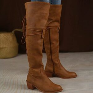 red cowgirl boots, winter fashion handsome solid retro knee boots thick heel round toe side zipper boots short cowboy boots blue cowboy boots