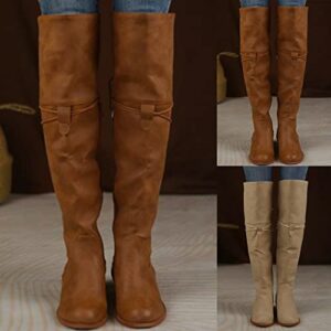 red cowgirl boots, winter fashion handsome solid retro knee boots thick heel round toe side zipper boots short cowboy boots blue cowboy boots