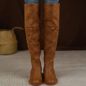 red cowgirl boots, winter fashion handsome solid retro knee boots thick heel round toe side zipper boots short cowboy boots blue cowboy boots