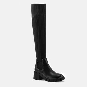 women's wide calf knee high boots, thick with round head boots after the strap classic models ankle boots short boots womens western boots western boots