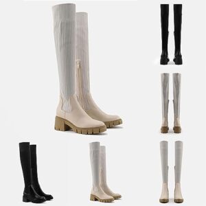 women's wide calf knee high boots, thick with round head boots after the strap classic models ankle boots short boots womens western boots western boots