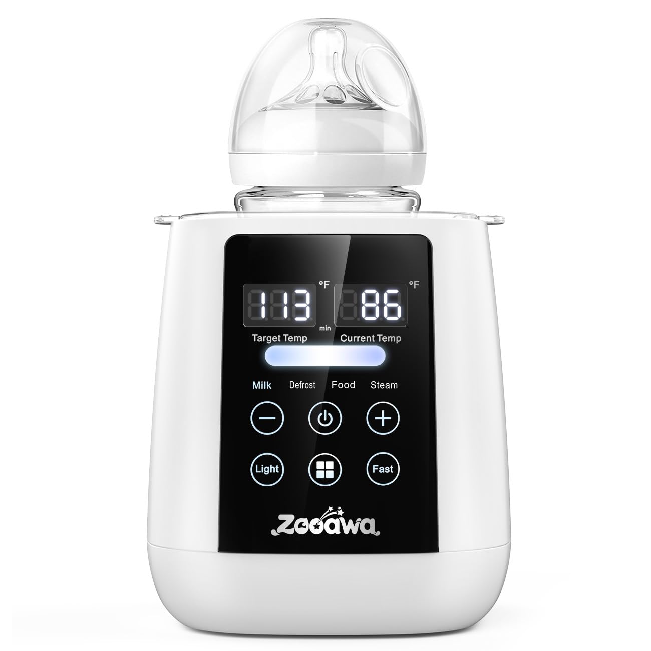 Bottle Warmer, Zooawa Fast Baby Bottle Warmer for Most Bottles, 10-in-1 Baby Milk Warmer with IMD LED Display & Smart Temperature Control, Bottle Warmers for Breastmilk and Formula, White