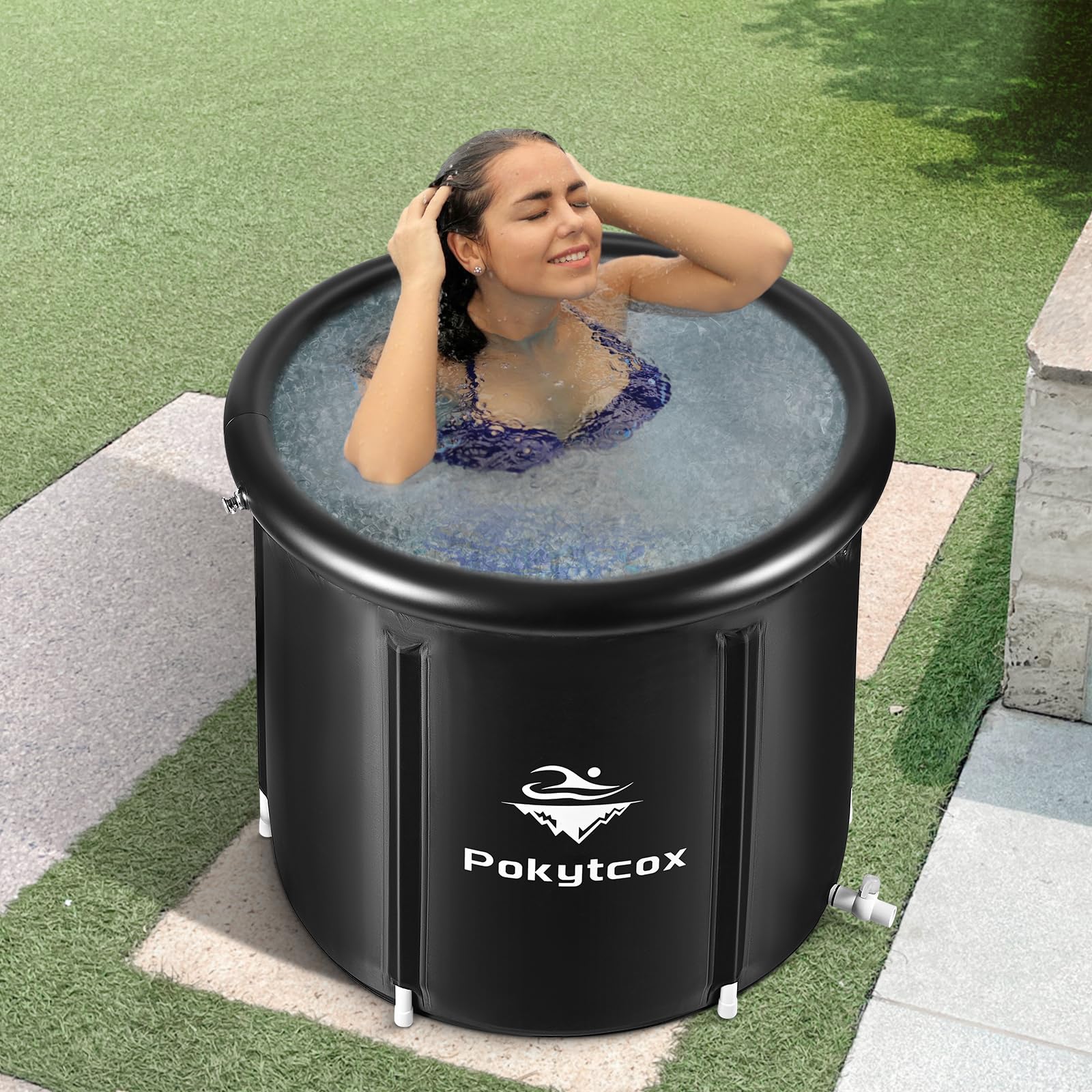 Ice Bath Tub Cold Plunge - Portable Freestanding Bathtub Icepod with Cover Large Folding Recovery Bucket Icebath Barrel Arctic Pod: Ice Bath Tubs for Athletes Adults