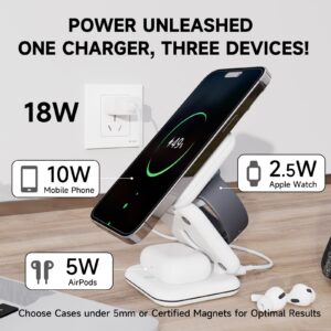 Gonat Wireless Charging Station, 3 in 1 Magnetic Wireless Charger for Apple Devices, Desk Lamp with Wireless Charger for iWatch and for Airpods, Compatible with iPhone 15/14/13/12 Series