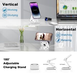 Gonat Wireless Charging Station, 3 in 1 Magnetic Wireless Charger for Apple Devices, Desk Lamp with Wireless Charger for iWatch and for Airpods, Compatible with iPhone 15/14/13/12 Series