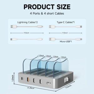 USB Charging Station Multiple Devices: 20W Fast Phone Charger Stand Dock, Compatible with Apple Cellphone iPad iPhone Tablet and Other Electronic