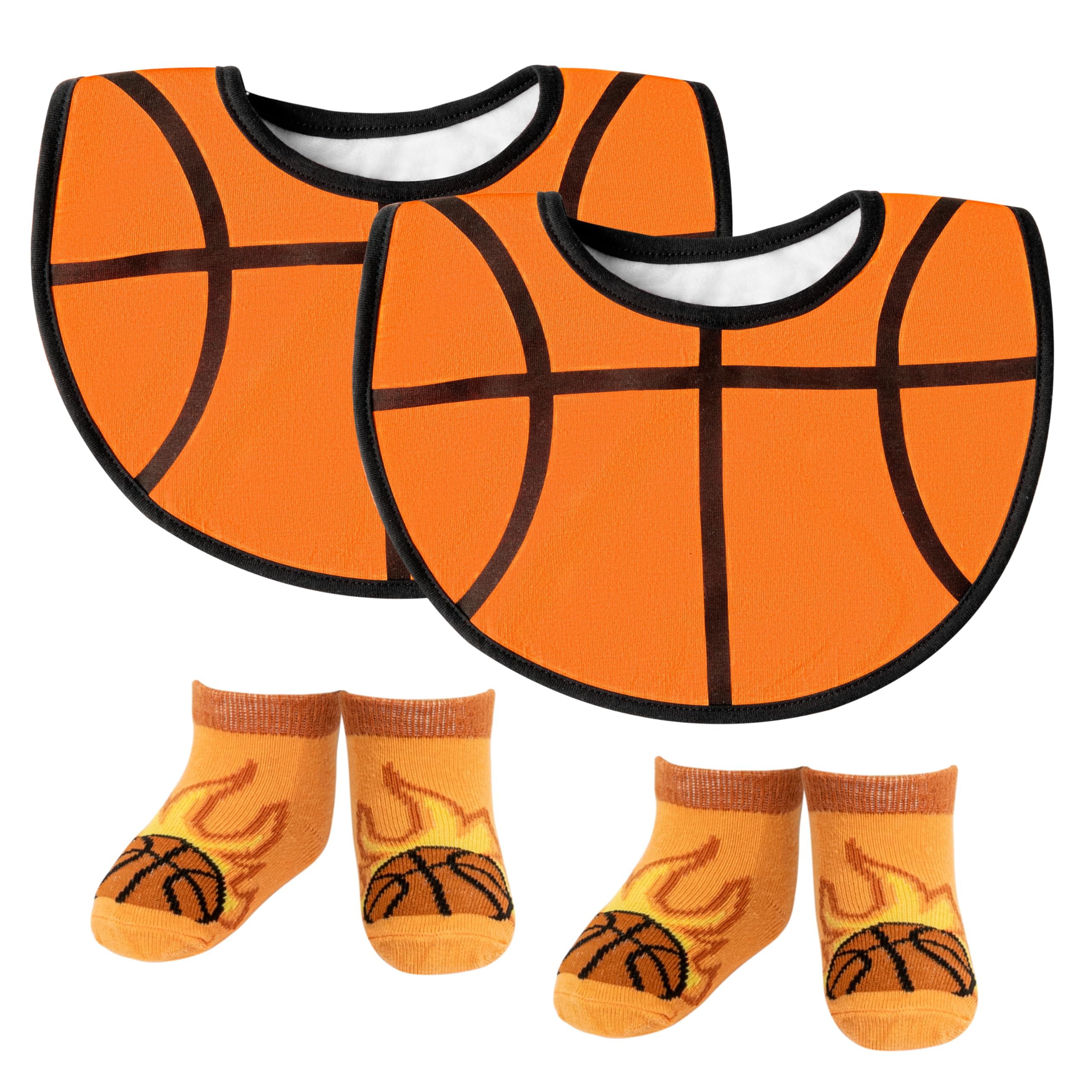 2ooya 6Pcs Basketball Cotton Waterproof Baby Bib Unisex Baby Sport Bibs with Stocking Hook Loop Closure Newborn Babies Infant Food Bib Keepsake Baby Shower Party for Drooling Feeding Eating Teething