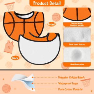 2ooya 6Pcs Basketball Cotton Waterproof Baby Bib Unisex Baby Sport Bibs with Stocking Hook Loop Closure Newborn Babies Infant Food Bib Keepsake Baby Shower Party for Drooling Feeding Eating Teething