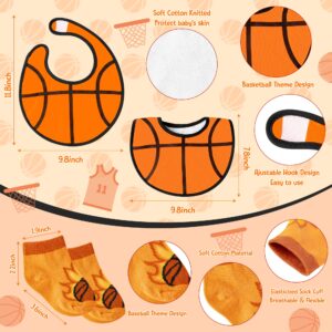 2ooya 6Pcs Basketball Cotton Waterproof Baby Bib Unisex Baby Sport Bibs with Stocking Hook Loop Closure Newborn Babies Infant Food Bib Keepsake Baby Shower Party for Drooling Feeding Eating Teething