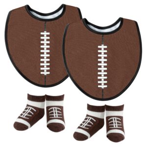 2ooya 6pcs football cotton waterproof baby bib unisex baby sport bibs with stocking hook loop closure newborn babies infant food bib keepsake baby shower party for drooling feeding eating teething