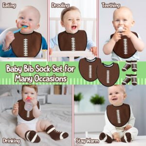 2ooya 6Pcs Football Cotton Waterproof Baby Bib Unisex Baby Sport Bibs with Stocking Hook Loop Closure Newborn Babies Infant Food Bib Keepsake Baby Shower Party for Drooling Feeding Eating Teething