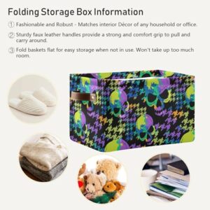 Skulls Storage Basket Bins Decorative Toy Organizer Bins Laundry Hamper Baskets with Handles for Office Bedroom Clothes Bedroom Living Room,1 pcs