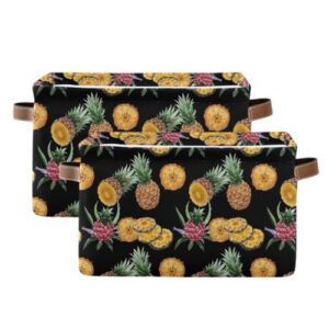 pineapple storage basket bins foldable laundry hamper toy storage bins box organizer for living room clothes nursery closet shelf playroom,2 pcs