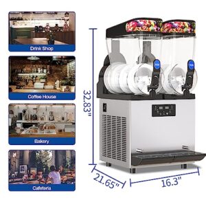 XPW Commercial Slushy Machine 950W 30L Tanks Commercial 110V Slushie Maker Machine 304 Stainless Steel Margarita Machines Quick Frozen Slush Machine for Bars Restaurants