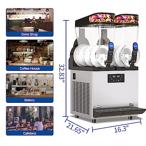 XPW Commercial Slushy Machine 950W 30L Tanks Commercial 110V Slushie Maker Machine 304 Stainless Steel Margarita Machines Quick Frozen Slush Machine for Bars Restaurants