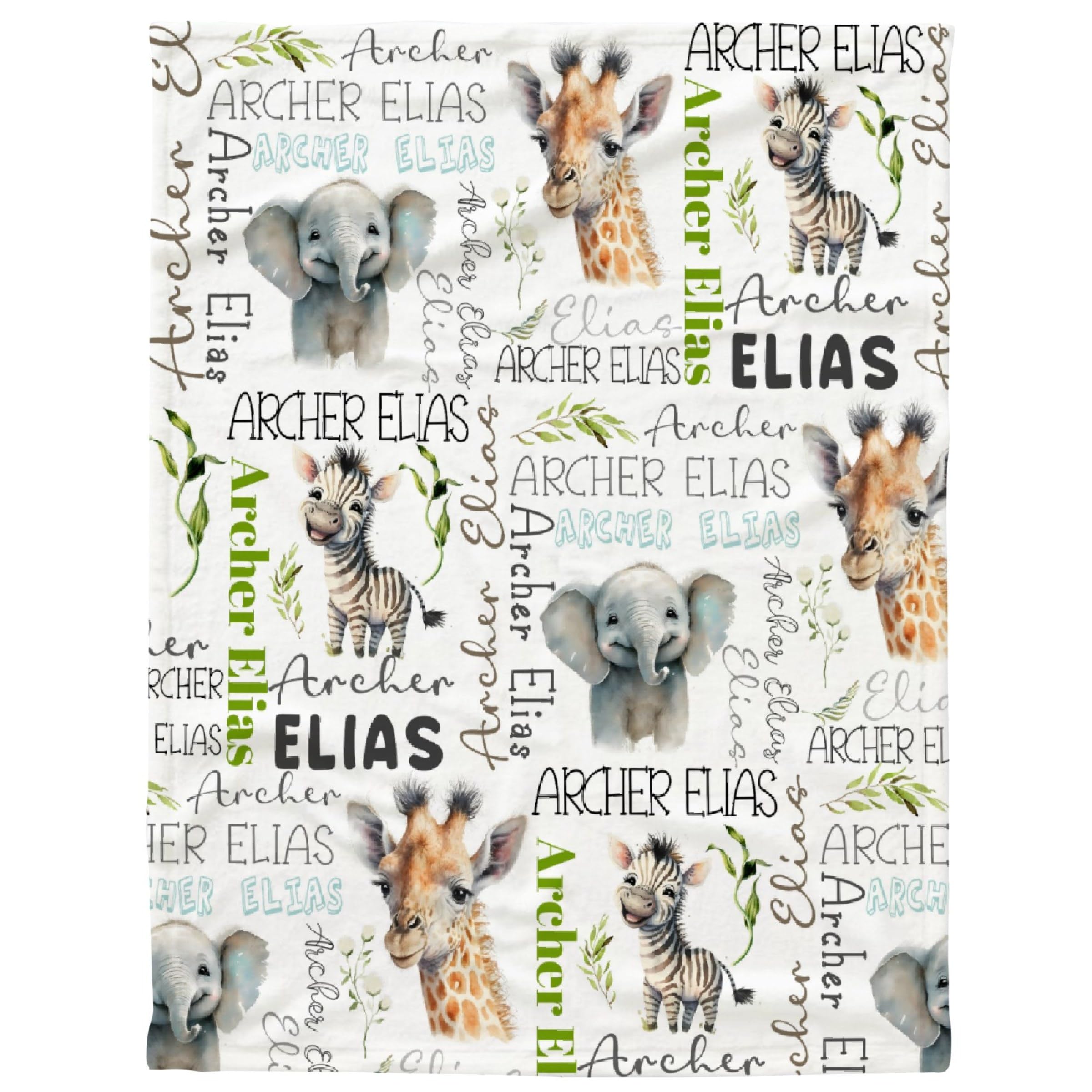 Personalized Baby Blanket,Custom Animal Blanket with Name, Super Soft Throw Blanket for Newborns Shower Birthday, Gifts for Boys and Girls 40"x30" XSmall for Toddler