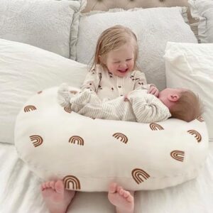 Nursing Pillow Cover 2 Pack，Neutral Breastfeeding Pillow Cover Fits 22.5in*18in Nursing Pillow for Baby Boy Girl, Neutral Baby Nursing Pillow Cover（Boho Rainbow Style）…