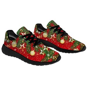 horethy Womens Christmas Shoes Mens Christmas Decorations Print Running Walking Tennis Sneakers for Women Men,Size 11 Men/13 Women Black