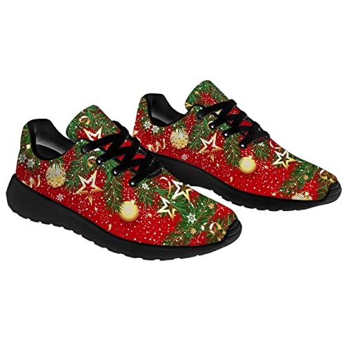 horethy Womens Christmas Shoes Mens Christmas Decorations Print Running Walking Tennis Sneakers for Women Men,Size 11 Men/13 Women Black