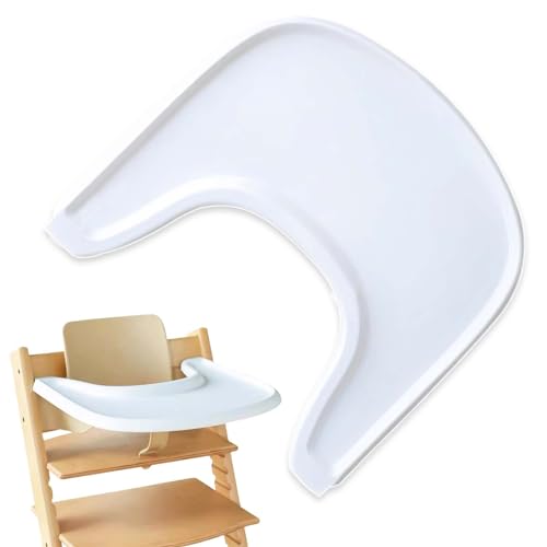 Baby High Chair Tray Compatible with Stokke Tripp Trapp Chair, Tripp Trapp Tray Replacement, Easy to Installa & Clean, BPA-Free Plastic, Suitable for Toddlers Aged 6-36 Months, White Baby Feeding Tray