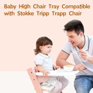 Baby High Chair Tray Compatible with Stokke Tripp Trapp Chair, Tripp Trapp Tray Replacement, Easy to Installa & Clean, BPA-Free Plastic, Suitable for Toddlers Aged 6-36 Months, White Baby Feeding Tray