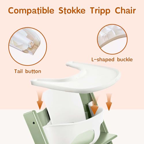 Baby High Chair Tray Compatible with Stokke Tripp Trapp Chair, Tripp Trapp Tray Replacement, Easy to Installa & Clean, BPA-Free Plastic, Suitable for Toddlers Aged 6-36 Months, White Baby Feeding Tray