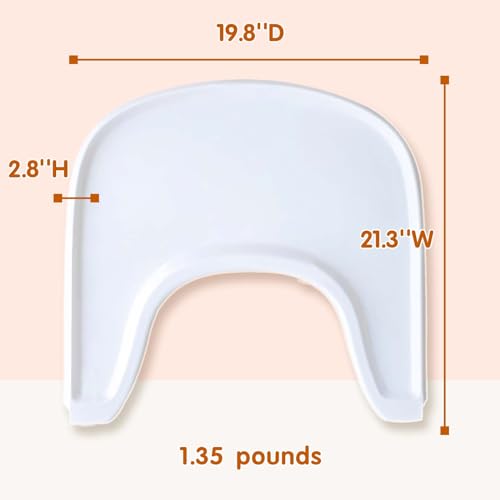 Baby High Chair Tray Compatible with Stokke Tripp Trapp Chair, Tripp Trapp Tray Replacement, Easy to Installa & Clean, BPA-Free Plastic, Suitable for Toddlers Aged 6-36 Months, White Baby Feeding Tray