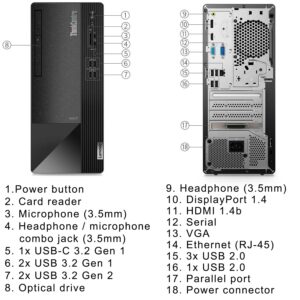 Lenovo ThinkCentre 50T Tower Desktop Computer, 12th Gen Intel i5-12400 (Beat i7-11700), 16GB DDR4 RAM, 512GB PCIe SSD, DVDRW, WiFi Adapter, Ethernet, 8X USB, DisplayPort, Windows 11 Pro, BROAG Cable