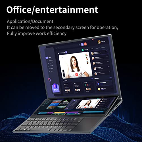 Dpofirs Portable Laptop, Touch Screen Laptop with 16in 14in Double Screens for Win11 for Intel Core I7 8GB DDR4 RAM 1TB PCIe NVMe M.2 SSD Laptop (US Plug)