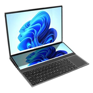 Dpofirs Touch Display Dual Touch Screen Laptop, Double Screen Laptop with 16in Main Screen 14in Touch Sub Screen for Intel CoreI7 32GB RAM 128GB Solid State Laptop (US Plug)