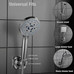 Hand held Shower Head Holder - 5 Angles Adjustable - Slide to Fit - Adhesive Screw Options for Multiple Surfaces - Minimal Shower Wand Holder (Chrome)