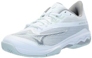 mizuno wave exceed light 2 ac women sneaker, white-metallic grey, 6.5