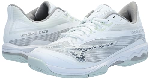 Mizuno Wave Exceed Light 2 AC Women Sneaker, White-Metallic Grey, 6.5