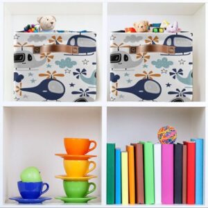 Helicopter Cloud Star Storage Basket Bins Decorative Toy Organizer Bins Laundry Hamper Baskets with Handles for Home Boys Girls Office Closet Shelf Nursery Baskets,1 pcs