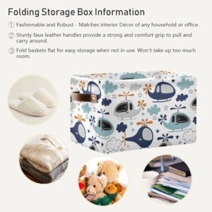 Helicopter Cloud Star Storage Basket Bins Decorative Toy Organizer Bins Laundry Hamper Baskets with Handles for Home Boys Girls Office Closet Shelf Nursery Baskets,1 pcs