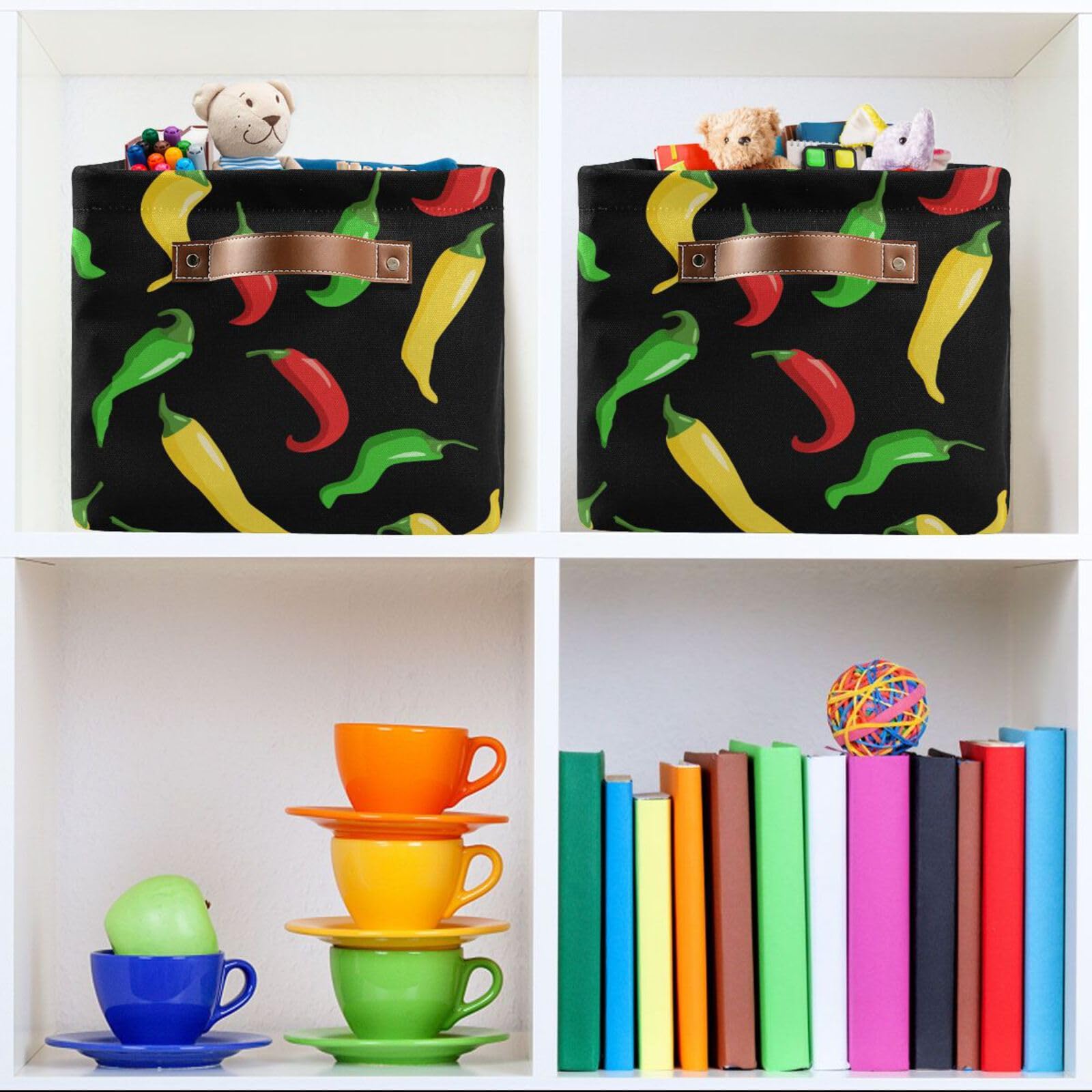 Hot Chili Peppers Storage Basket Bins Foldable Laundry Hamper Toy Storage Bins Box Organizer for Living Room Clothes Nursery Closet Shelf Playroom,1 pcs