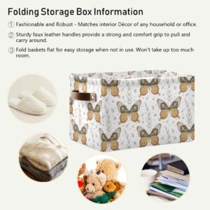 Summer Boho Butterfly Storage Basket Bins Foldable Toy Baskets Organization with Handles Laundry Hamper for Home Boys Girls Office Closet Shelf Nursery Baskets,2 pcs