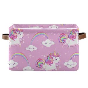 unicorns rainbows clouds storage basket bins foldable decorative storage box laundry hamper baskte storage for home boys girls office closet shelf nursery baskets,1 pcs