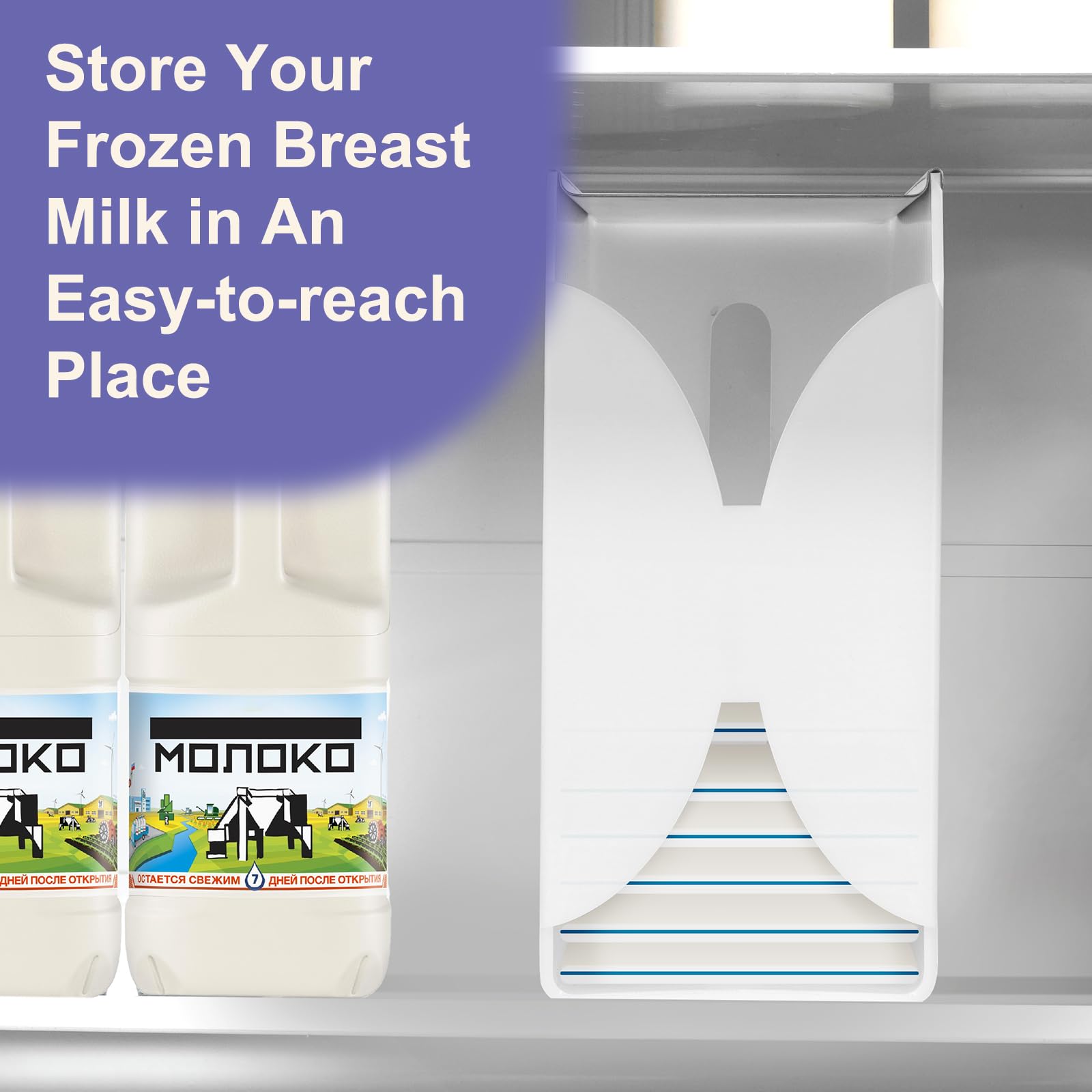 Freeze Organizer and Tower for Breastmilk Storage Bags, Milkybox First-in First-Out Container Storing System with Quick-Freeze Tray to Freezing Breastmilk, Reusable and Breastfeeding Essentials