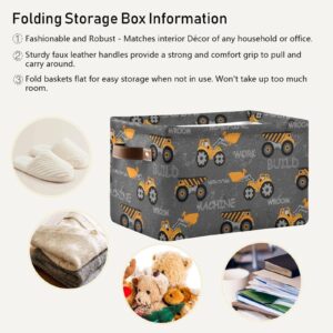 Cartoons Trucks Storage Basket Bins Sturdy Toy Storage Organizer Bins Laundry Basket with Handles for Playroom Living Bed Room Office Clothes Nursery,1 pcs