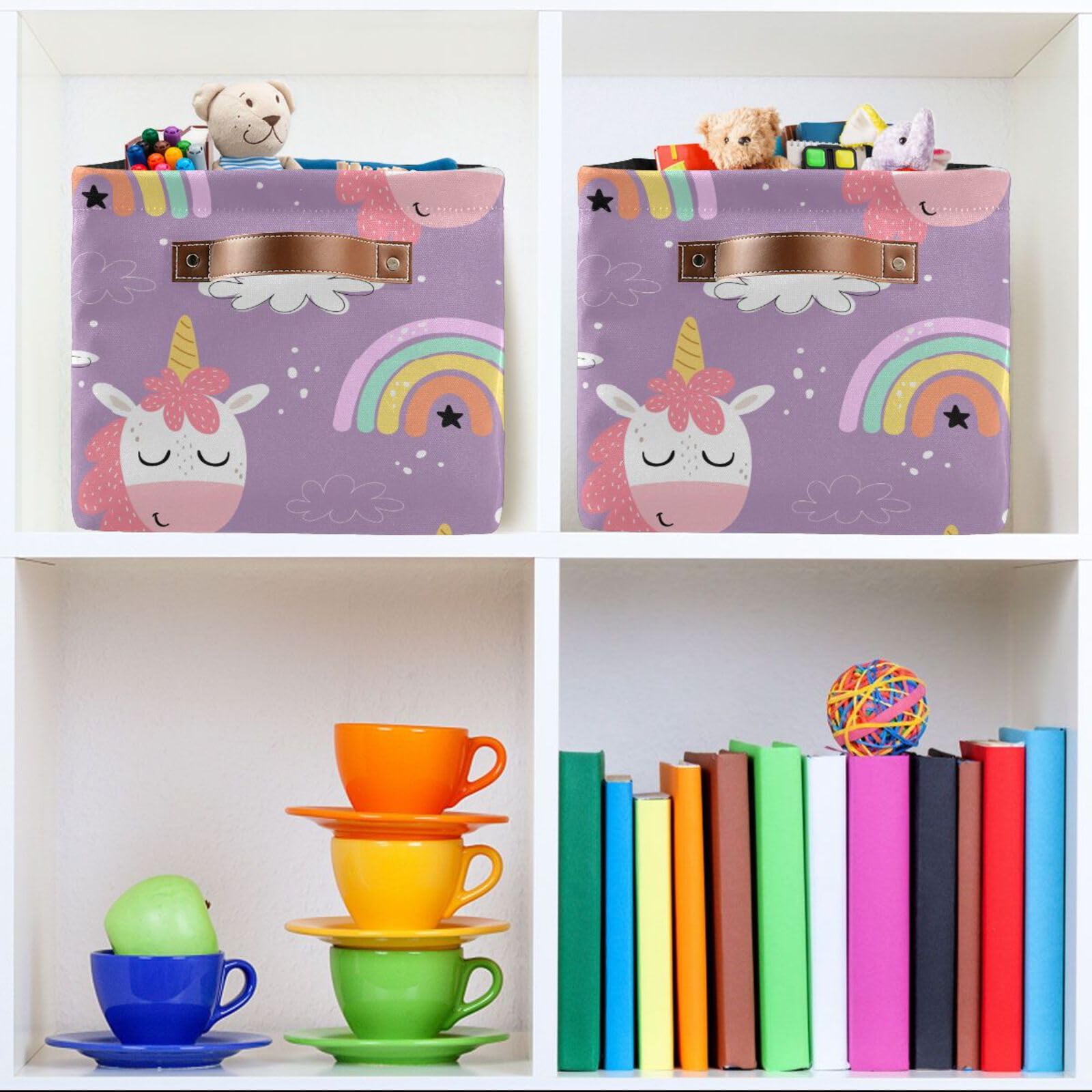 Unicorn Rainbow Cloud Storage Basket Bins Foldable Toy Baskets Organization with Handles Laundry Hamper for Pet Books Clothes Makeup Nursery Closet Office,1 pcs