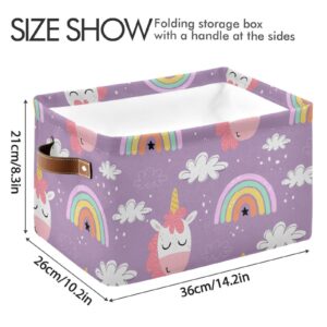 Unicorn Rainbow Cloud Storage Basket Bins Foldable Toy Baskets Organization with Handles Laundry Hamper for Pet Books Clothes Makeup Nursery Closet Office,1 pcs