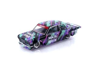 datsun 510 pro street hks v1 black green limited edition 1/64 diecast model car kaido house khmg068