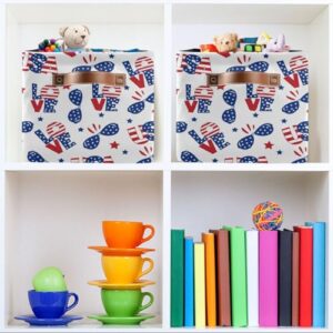 Patriotic Us Independence Day Storage Basket Bins Foldable Decorative Storage Box Laundry Hamper Baskte Storage for Living Room Clothes Nursery Closet Shelf Playroom,1 pcs