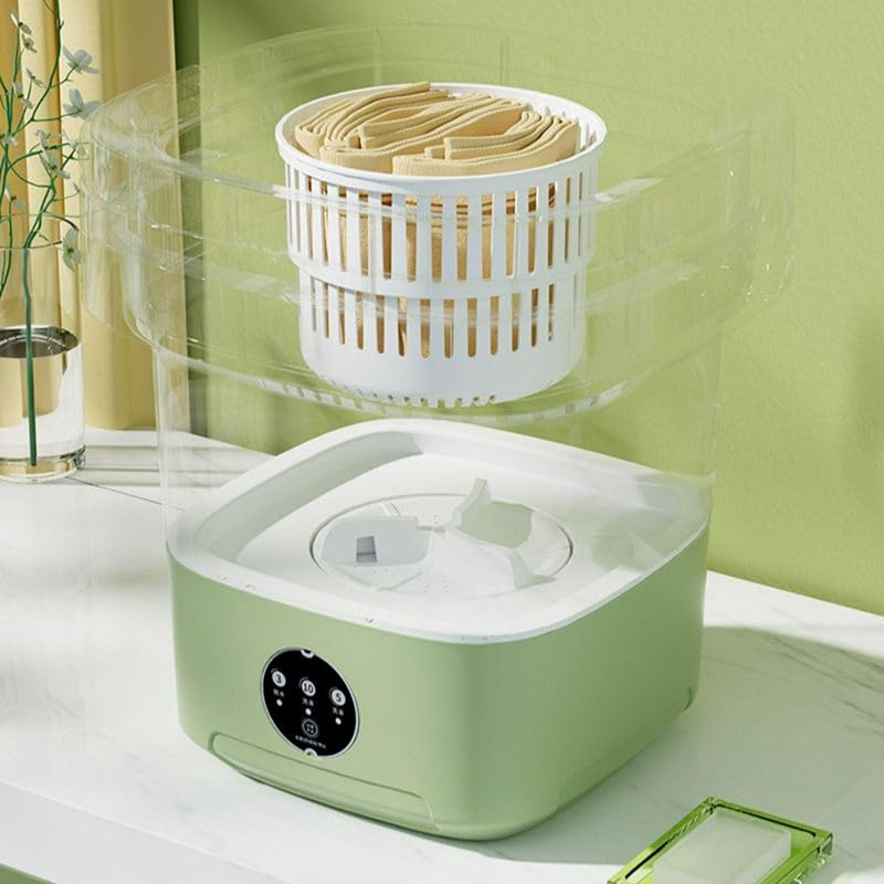 11L/370oz Powerful Portable Washing Machine, Foldable Mini Washer for Baby Clothes,Underwear, Small Items,3 Modes - Apartment,Dorm,Camping,Travel (Green)…