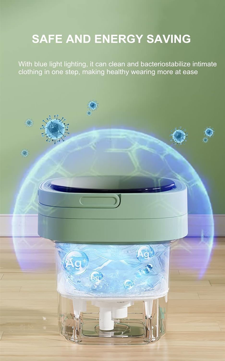 11L/370oz Powerful Portable Washing Machine, Foldable Mini Washer for Baby Clothes,Underwear, Small Items,3 Modes - Apartment,Dorm,Camping,Travel (Green)…