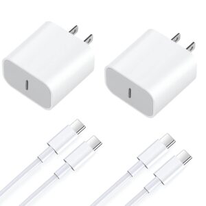 iphone 15 charger 20w usb c charger for iphone 15/15 plus/pro max, ipad pro 12.9/11 inch, ipad air 5th/4th, ipad 10th, 2pack pd fast charger block with 6.6ft long usb c to c cable